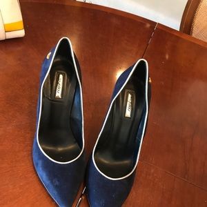 Byblos | Shoes | Byblos Dark Blue Suede Stilettos With Metal Heels ...